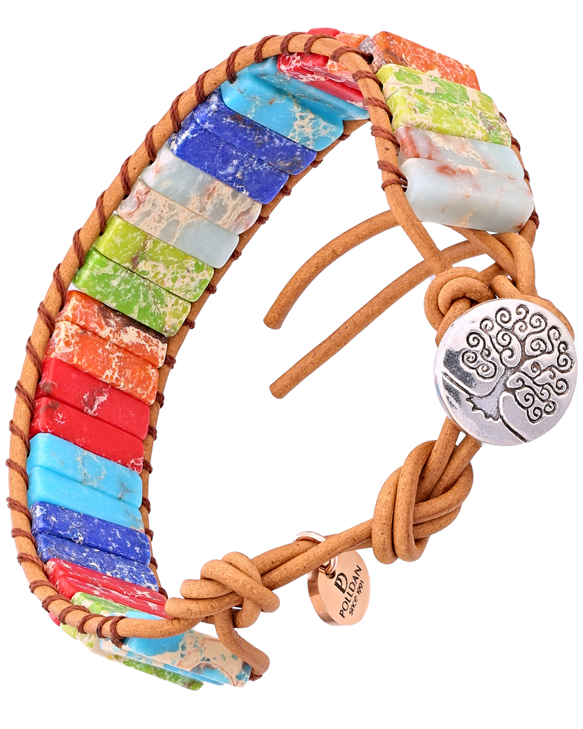 POLLDAN 7 Chakra Healing Bracelet for Men and Women Natural Energy leather